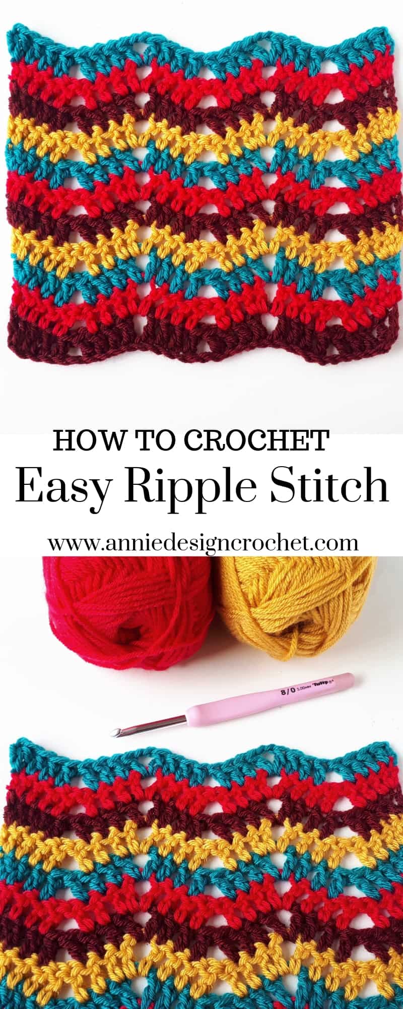 Easy Crochet Ripple Stitch Tutorial: Free Pattern - Annie Design Crochet