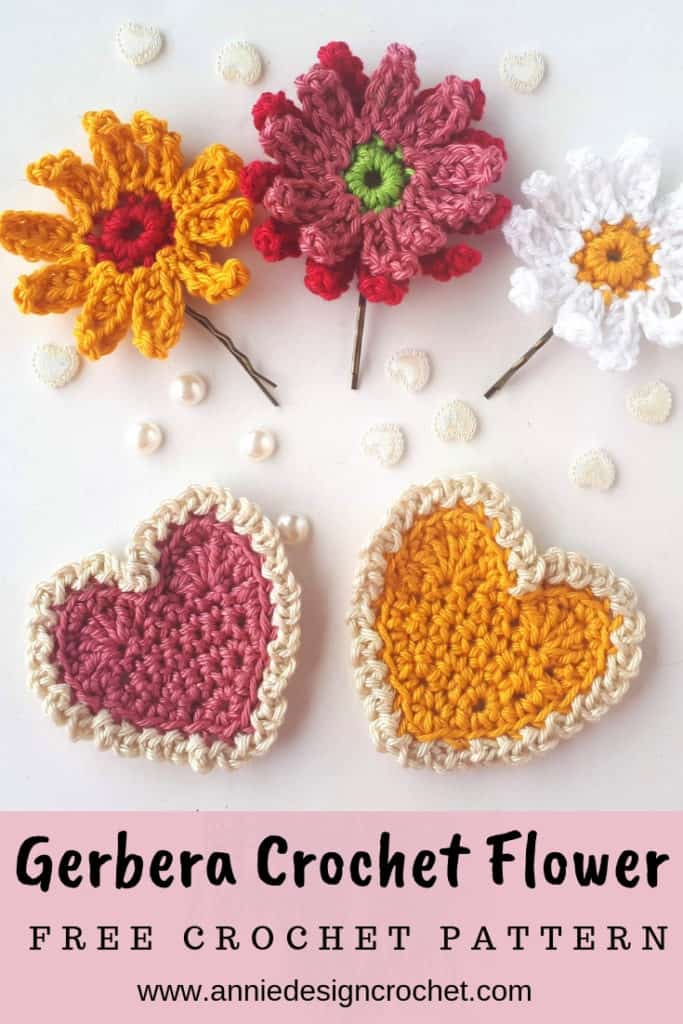 Gerbera Crochet Flowers - Free Crochet Pattern - Annie Design Crochet