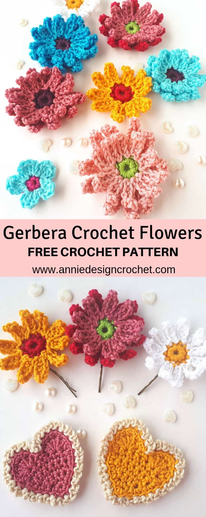 Gerbera Crochet Flowers - Free Crochet Pattern - Annie Design Crochet