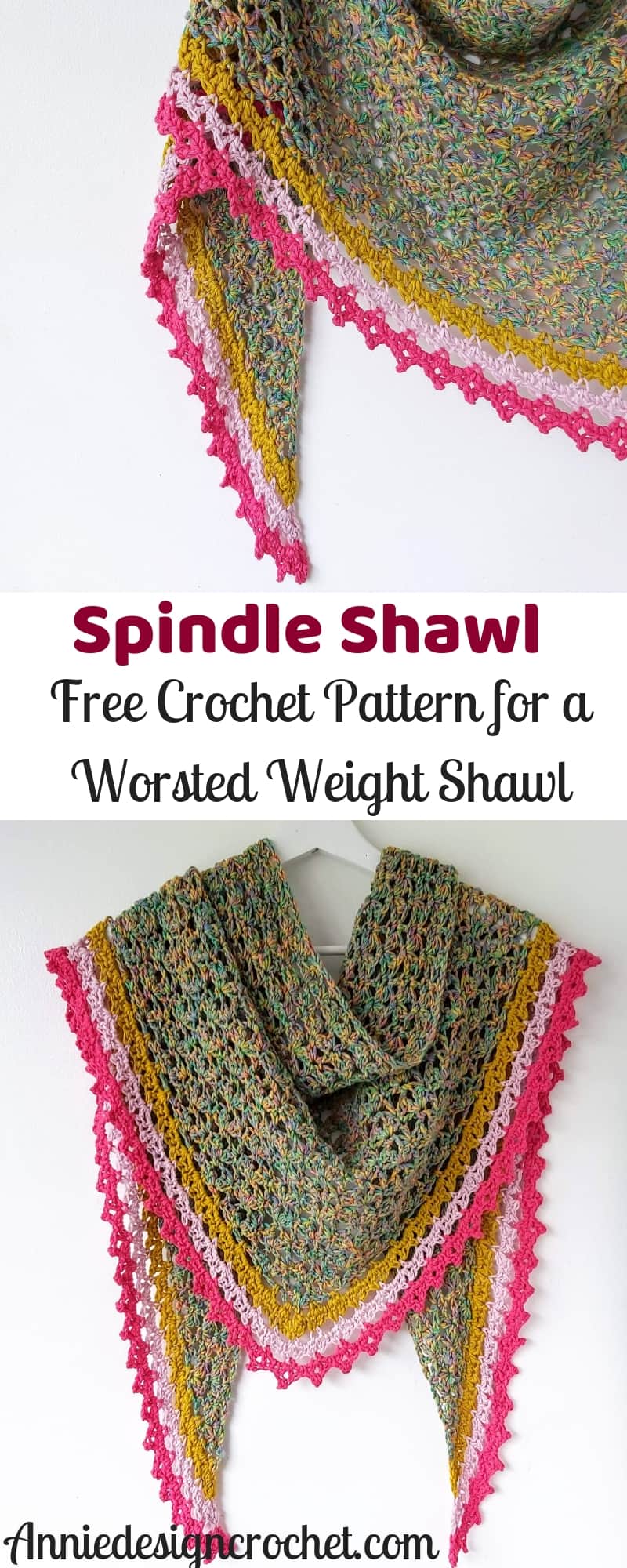 Easy Crochet Triangle Shawl - Free Pattern for Spindle Shawl - Annie ...