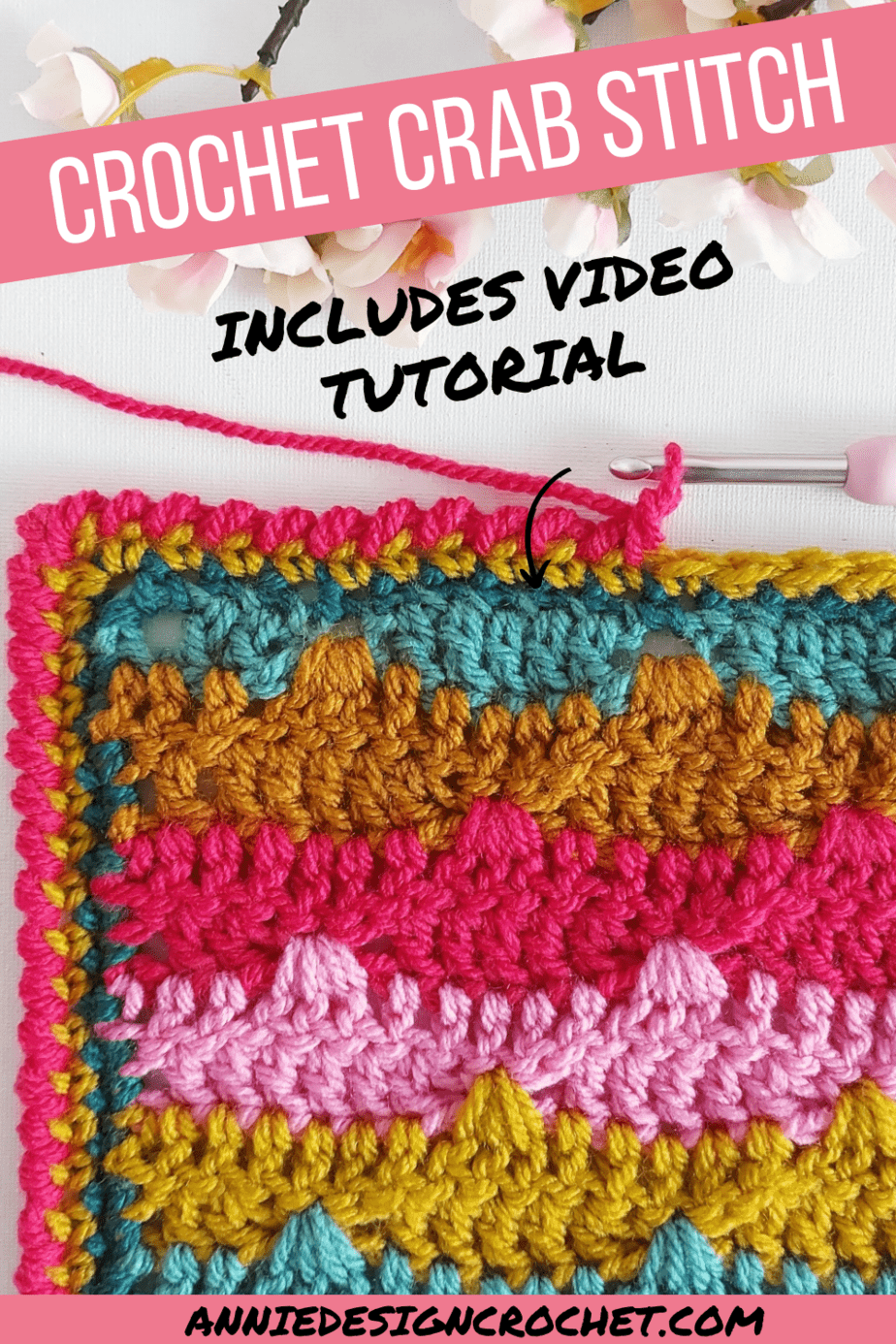 Crochet Crab Stitch Border with Video Tutorial - Annie Design Crochet