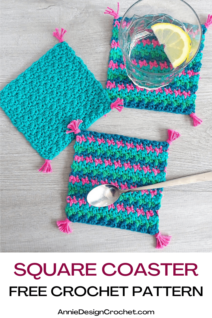 Crochet Square Coaster (Free Pattern) - Annie Design Crochet