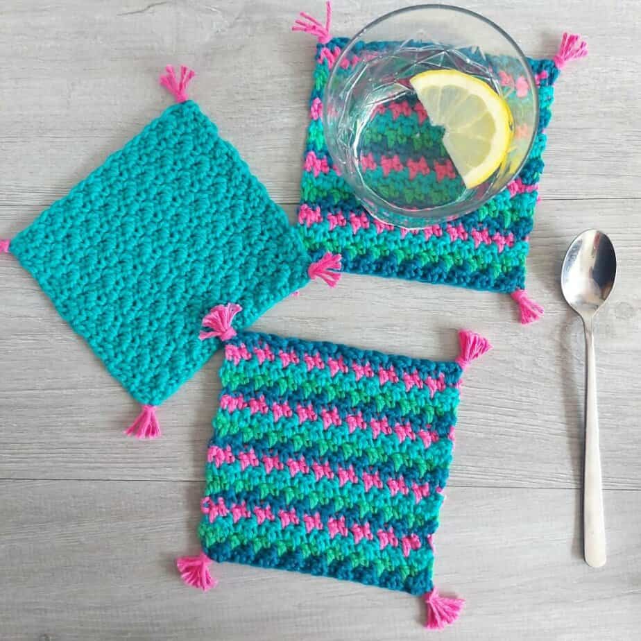Crochet Square Coaster (Free Pattern) - Annie Design Crochet