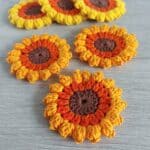 Crochet Sunflower Applique (Free Pattern) - Annie Design Crochet