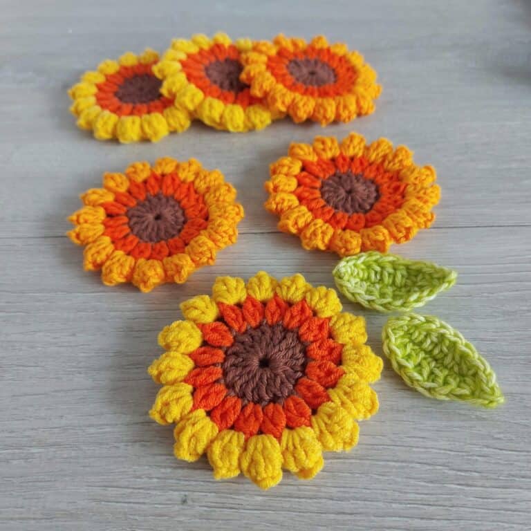 Crochet Sunflower Applique (Free Pattern) - Annie Design Crochet