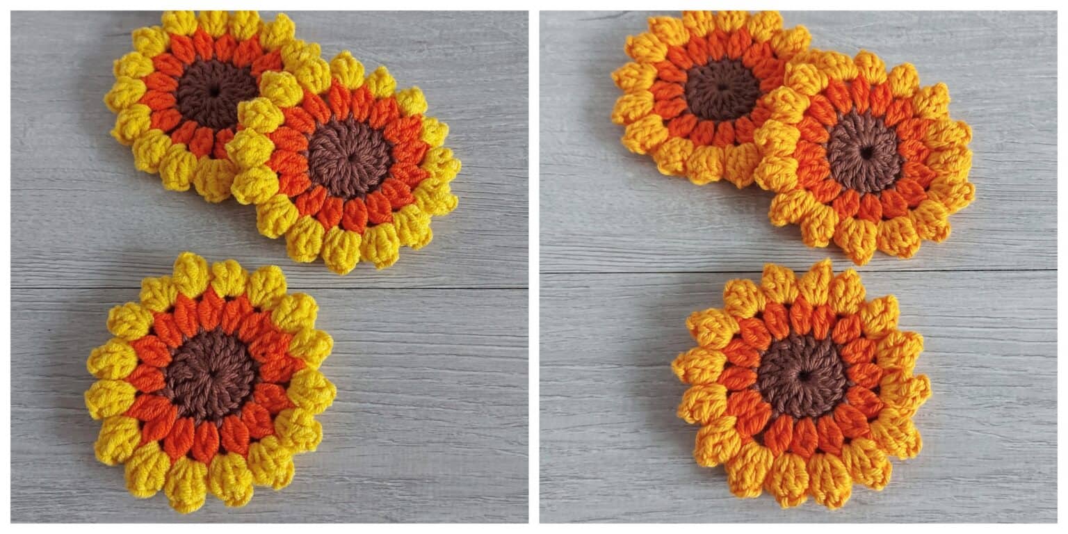 Crochet Sunflower Applique (Free Pattern) - Annie Design Crochet