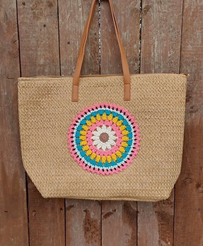 Upcycle a Bag with a Crochet Circle (Free Pattern) - Annie Design Crochet