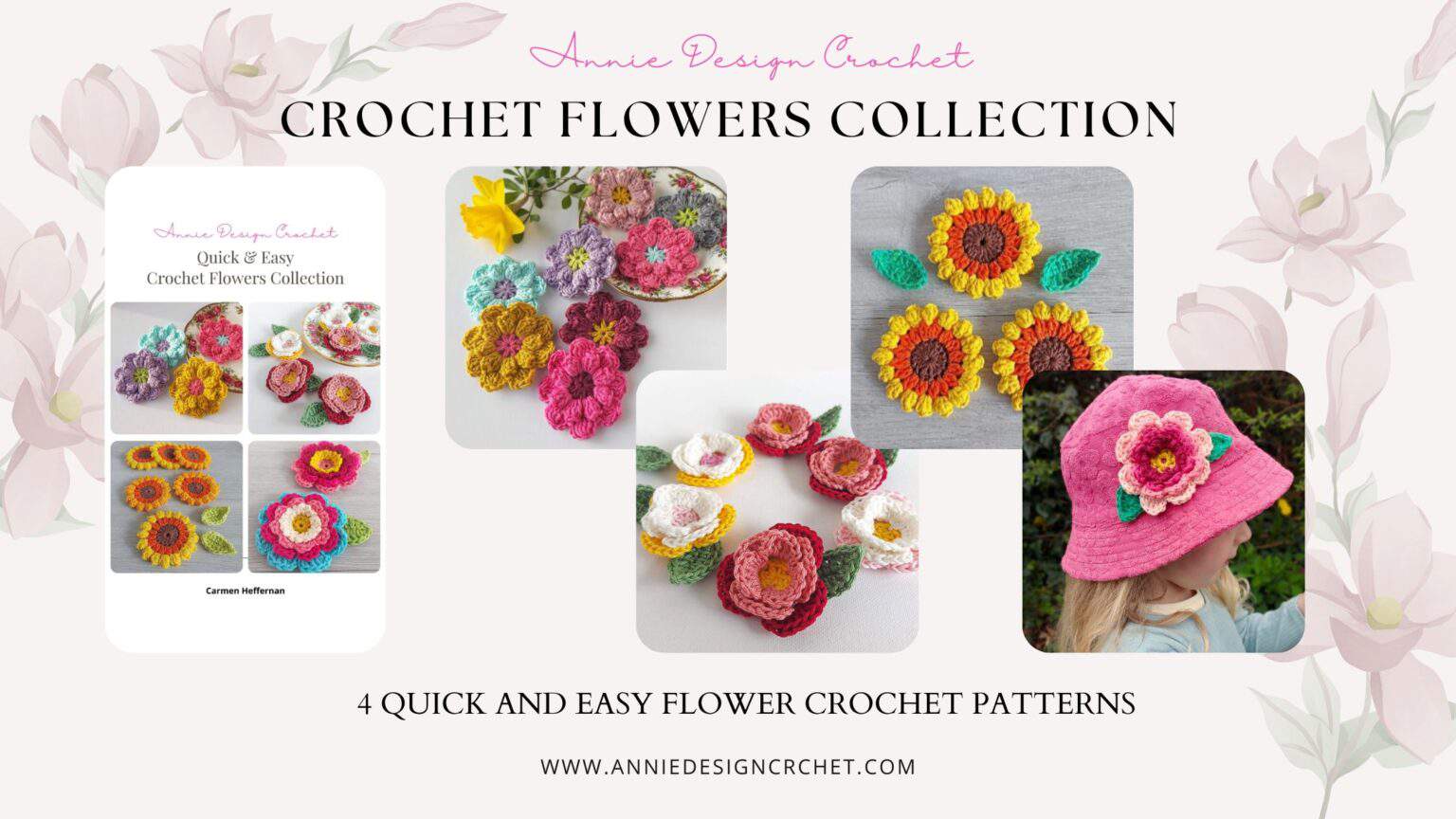 How to Crochet Flowers for a Hat (Free Pattern) - Annie Design Crochet