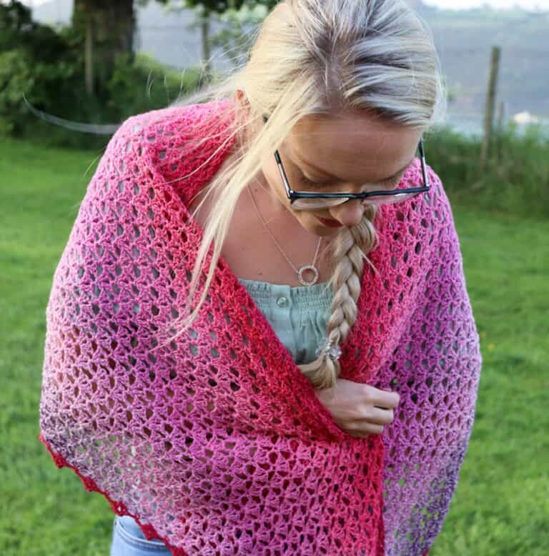 Easy Crochet Shawl Pattern in a Gradient Yarn - Annie Design Crochet