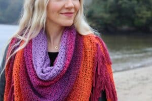 Easy Boho Crochet Shawl Free Pattern - Ruby Glimmer - Annie Design Crochet