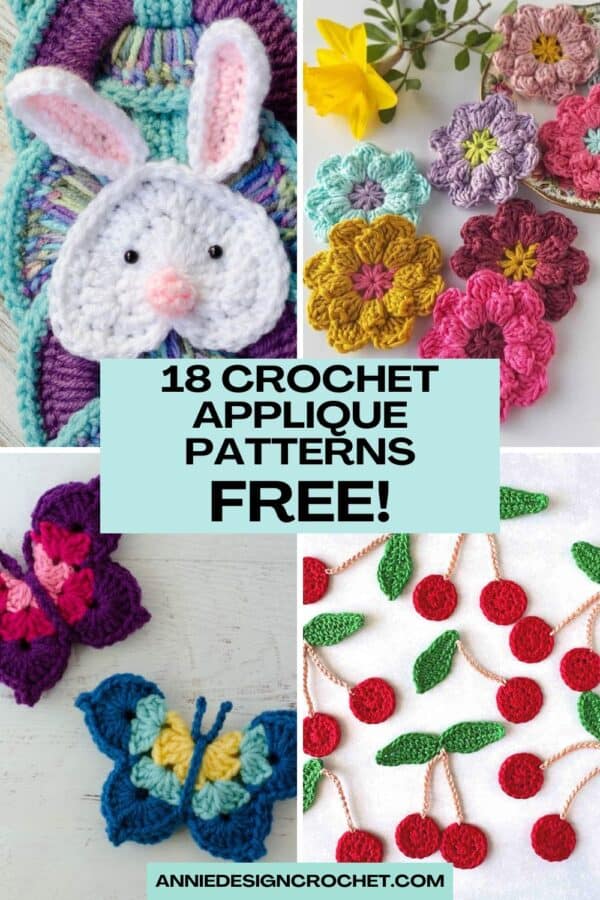 18 Free Crochet Applique Patterns: Flowers to Fruits! - Annie Design ...