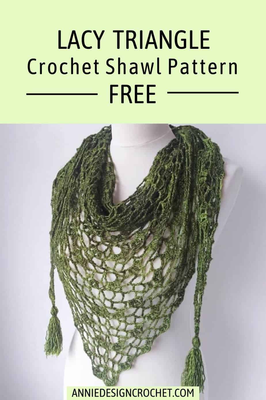 Lacy Crochet Triangle Shawl (Free Pattern) - Annie Design Crochet