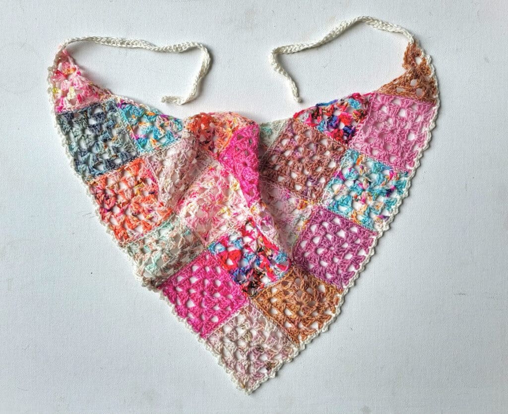 Patchwork Crochet Bandana Head Scarf - Free Pattern - Annie Design Crochet