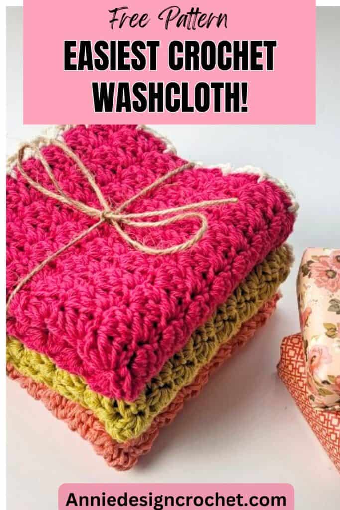 Quick and Simple Crochet Washcloth - Free Pattern - Annie Design Crochet