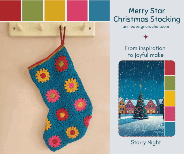 Merry Star Crochet Christmas Stocking Pattern - Free - Annie Design Crochet